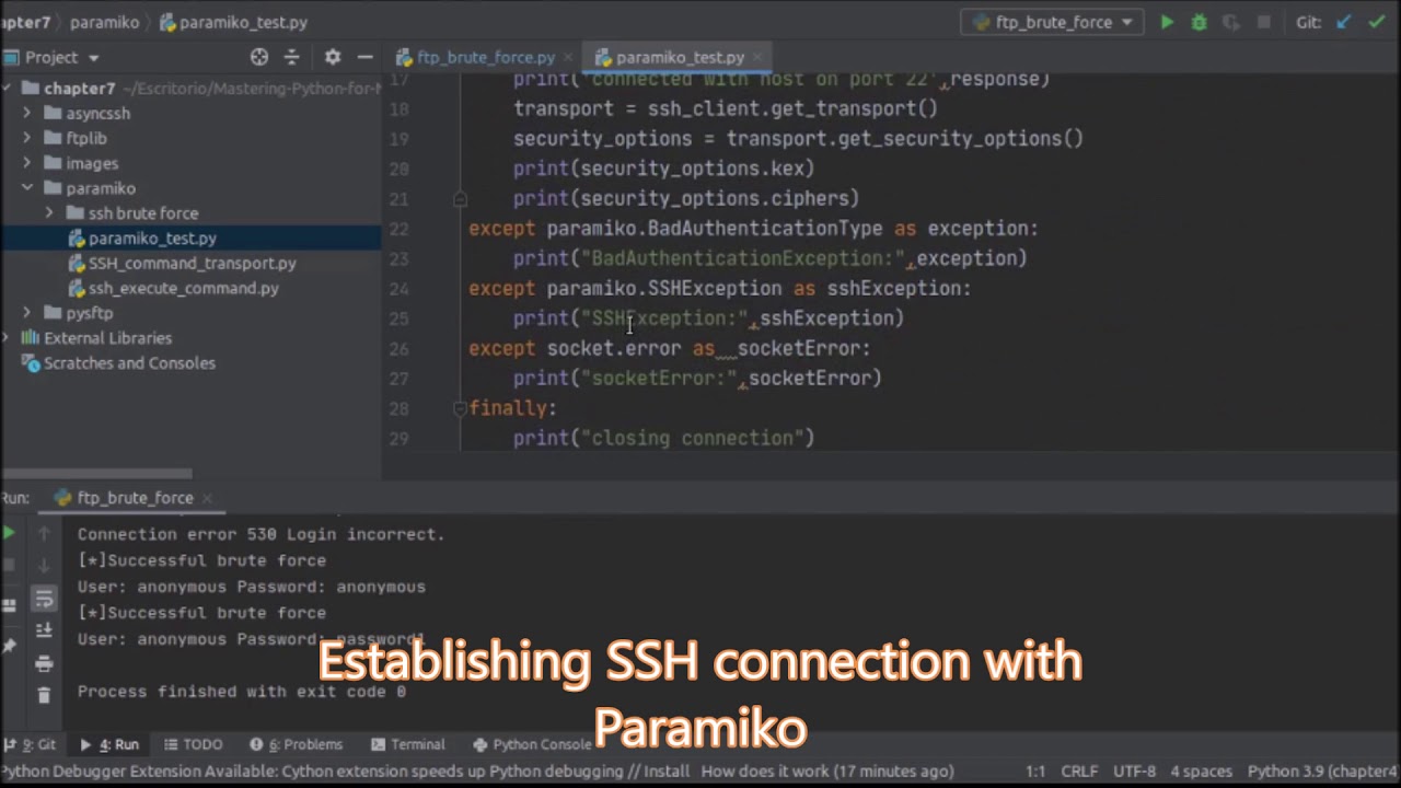 Mastering Python for Networking and Security - 2ndEdition|7. Interacting with FTP, SFTP,&SSH Servers