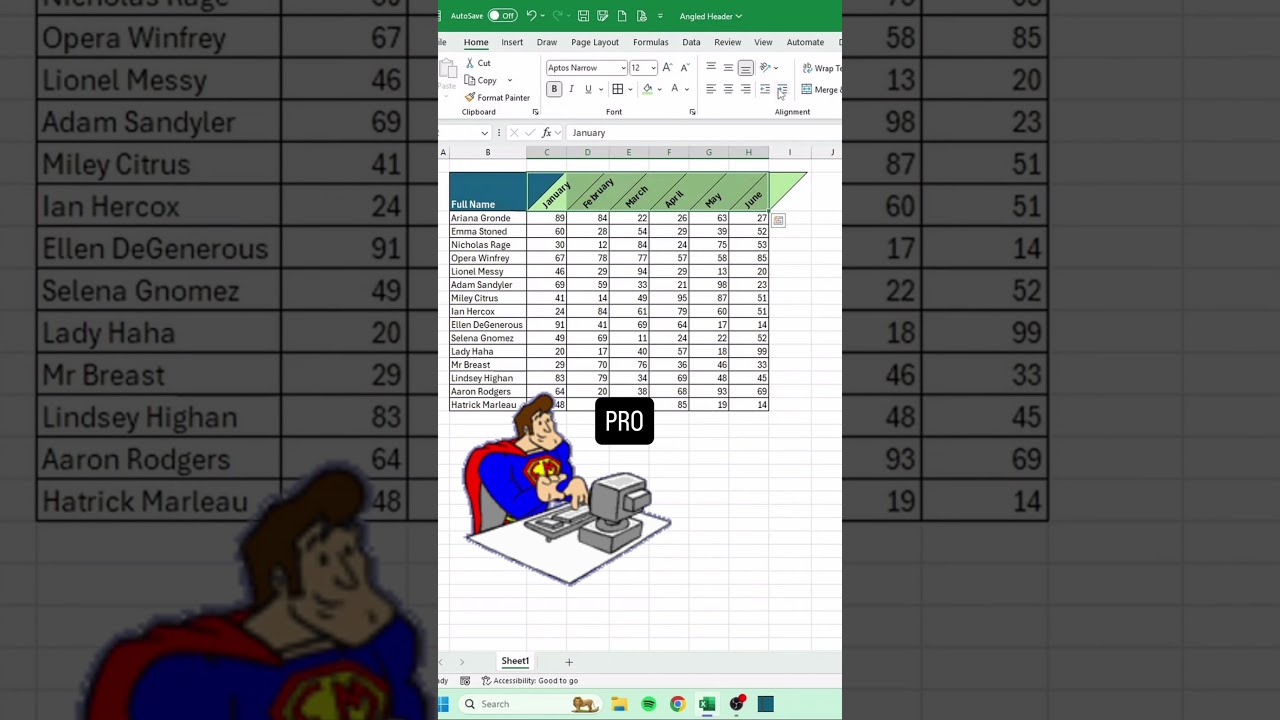 How to Make Angled Headers in Excel‼️ #cheatsheets #excel #googlesheets