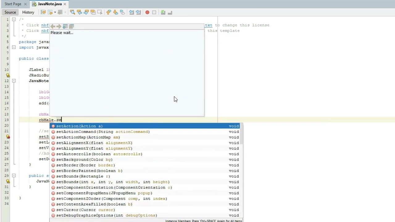 Integrative Programming and Technologies - Java Swing JRadioButton