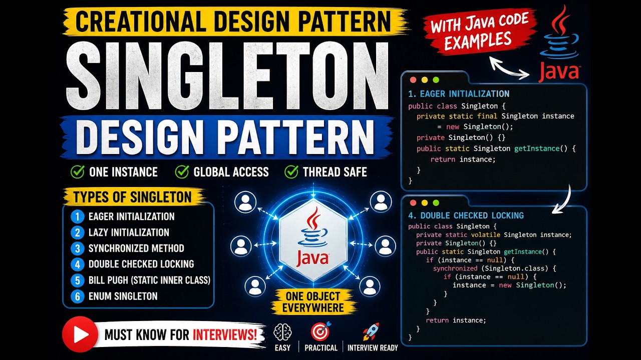 Singleton Design Pattern | JAVA Code Examples | System Design Concepts
