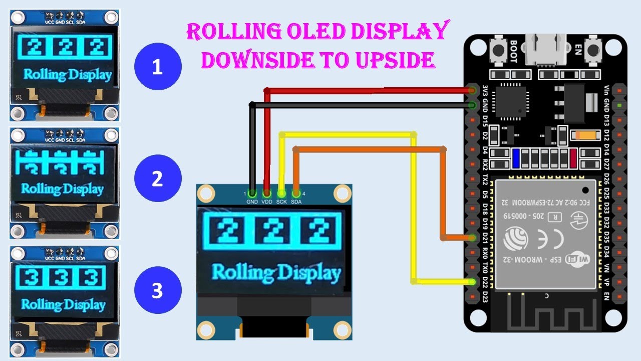 ESP32 OLED Rolling Display | esp32 oled ssd1306 | esp32 oled 128x64 | oled animation arduino SSD1306