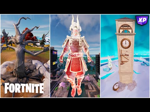 FORTNITE TRIALS QUESTS (POSTCARD TOUR)! Masked Warrior, Cargo Boat & Seasons Collide Tree Locations