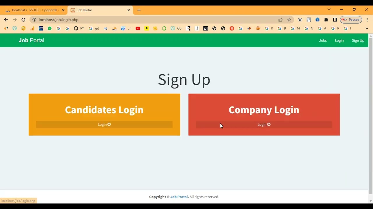 Job Portal System in PHP Application Projects