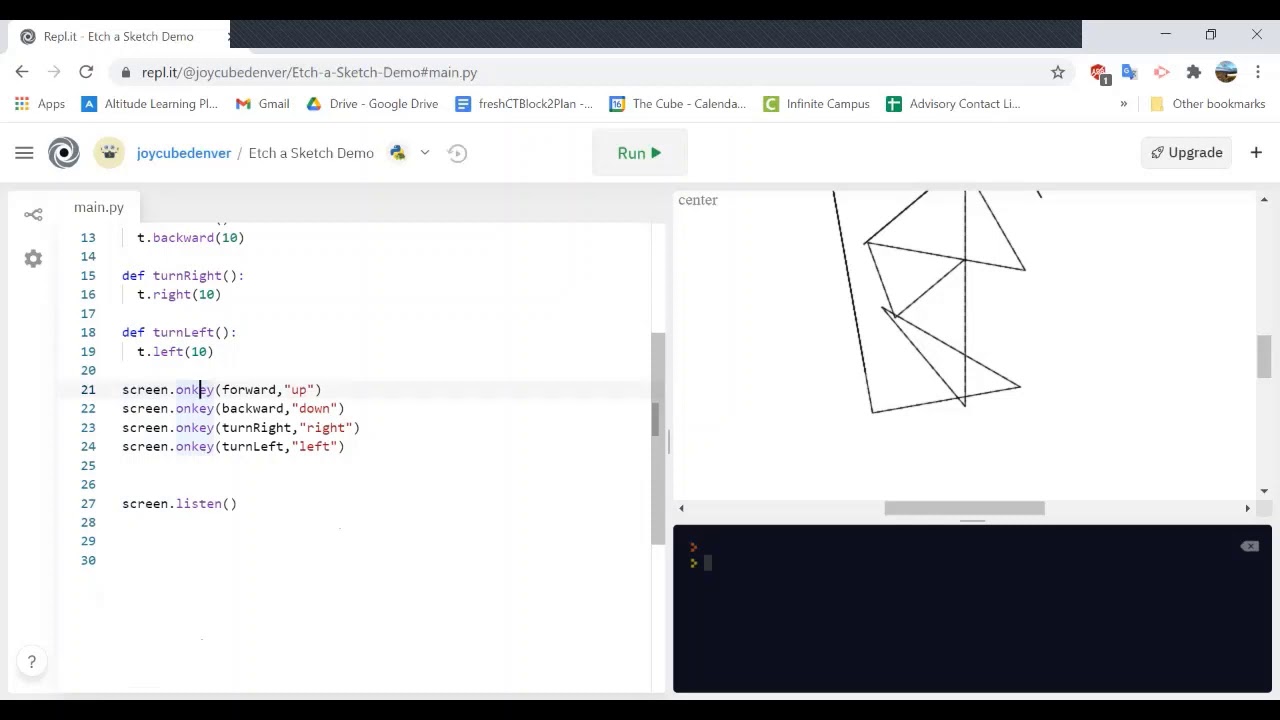 Etch A Sketch Python Turtle Demo
