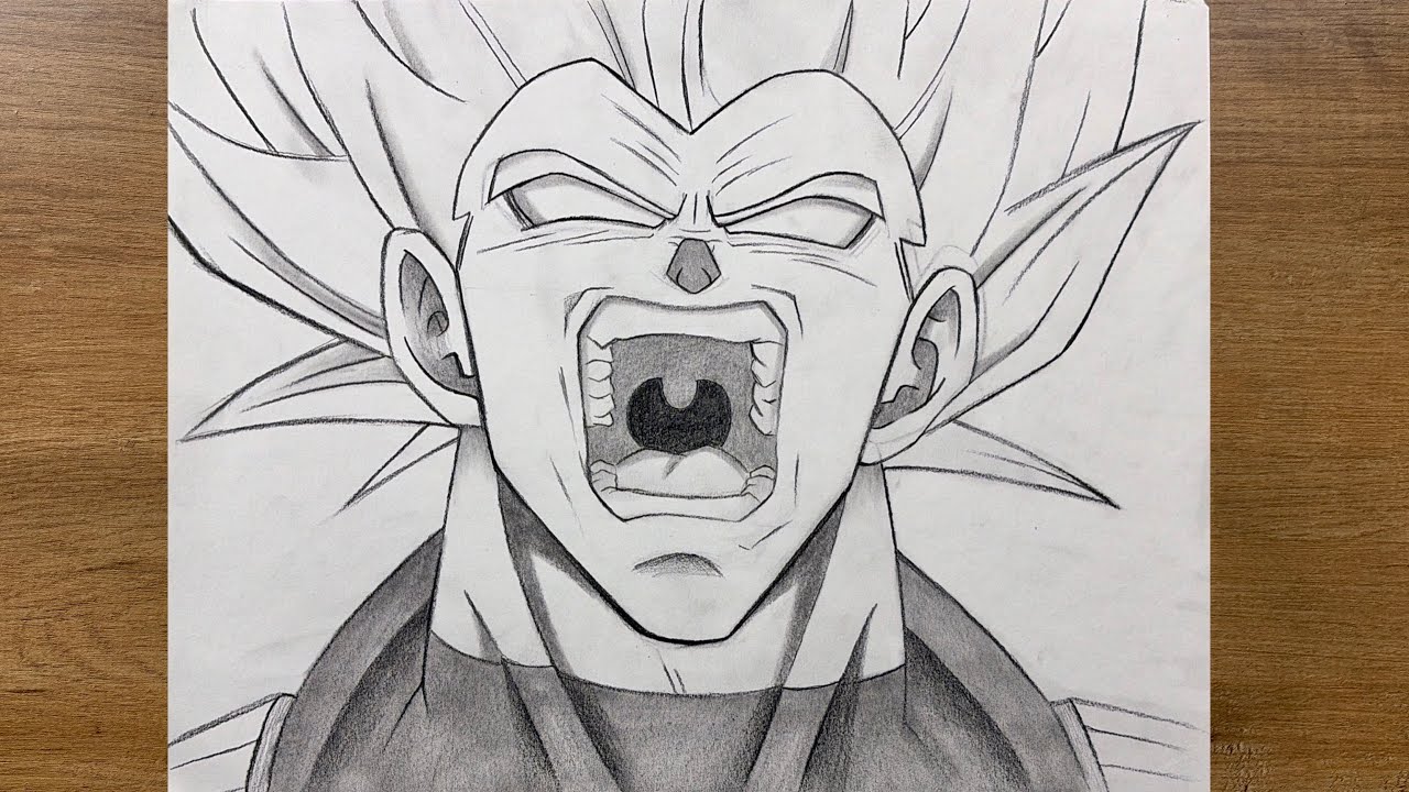 How to Draw Vegeta Raging 🔥 Step by Step (Dragon Ball Super)
