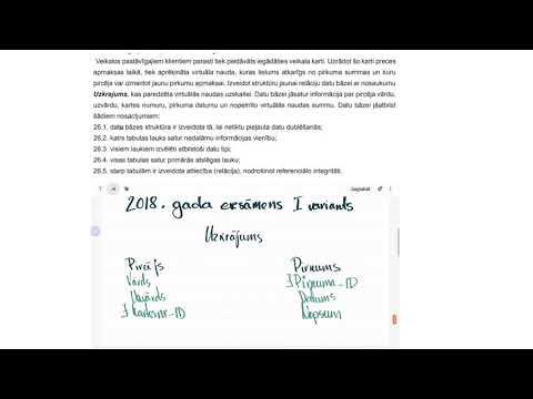 Datu bāzes izveide pēc nosacījumiem Base 2018.gads