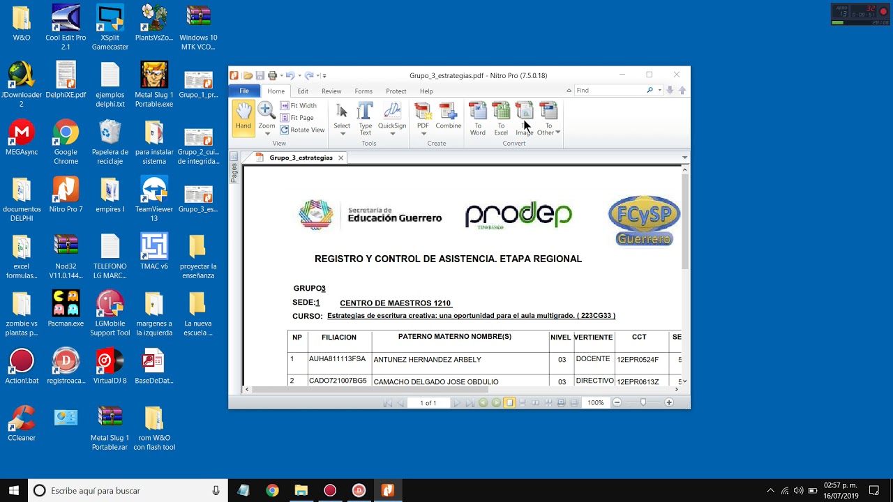 Convertir listados del sistema de registro a formato PDF