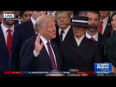 Trump doesn't put hand on Bible when taking presidential oath of office