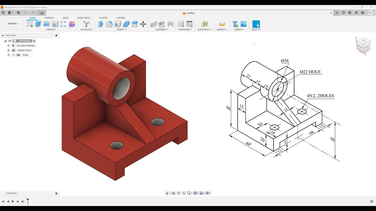 Fusion360 Part Modeling Tutorial-140. #design #3dmodeling #modelingtutorial #engineering#fusion360