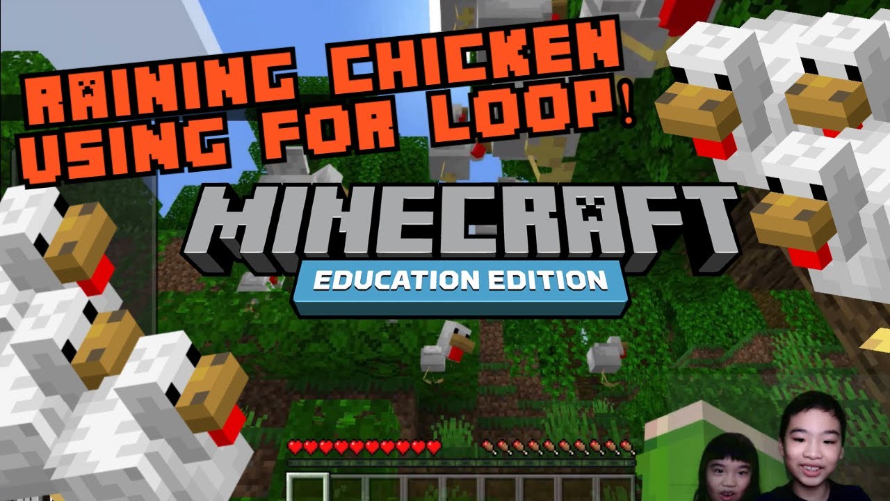How to Code MINECRAFT: *RAINING CHICKEN USING FOR LOOP* in Minecraft: Education Edition with PYTHON