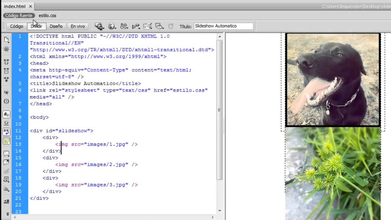 Tutorial HTML ~ Tutorial HTML   Slideshow Automatico
