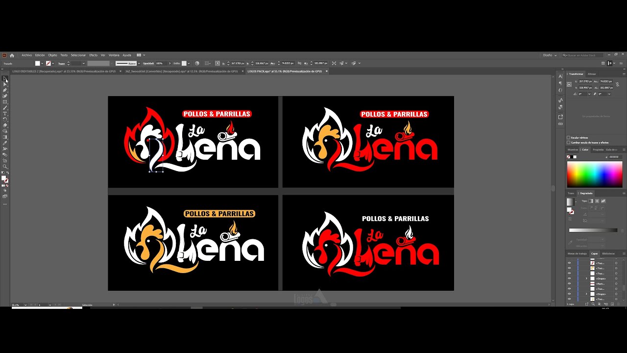Diseño logos para polleria ( La Leña )