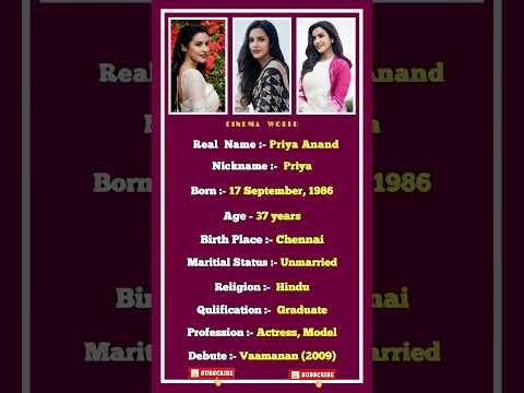 Priya Anand Biography / Age / Real Name / Dob / Education / Religion - (Shorts-67) / (Episode-67)
