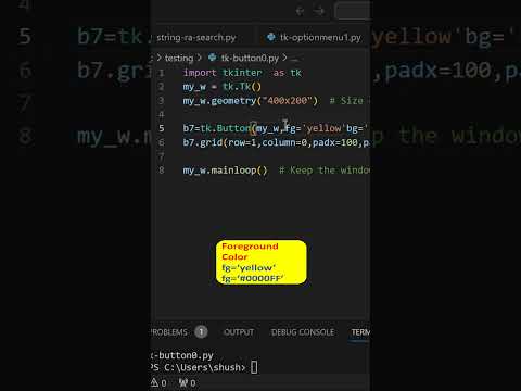 Changing foreground or font color of Tkinter Button by using fg parameter #fg #buttonFont #tkinter