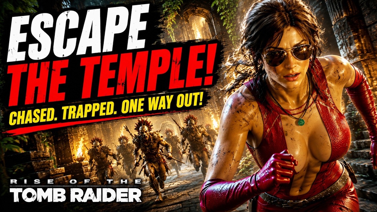 🔥 Lara Croft ESCAPES the Temple! 😱 Chased by Tribal Warriors  Rise of the Tomb Raider