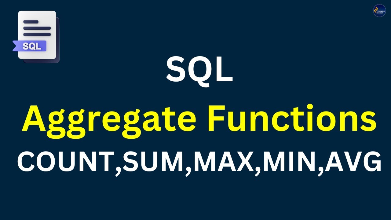 SQL Aggregate Functions - COUNT, SUM, AVG, MAX, MIN | SQL Tutorial for Beginners in Hindi