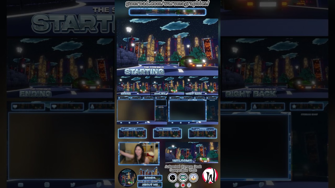 90's Anime Animated Twitch Overlay Package | Retro Classic Stream Pack