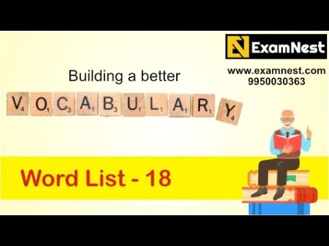 Vocabulary - 18 | Word List | Entrance Exams | Improve Verbal | CAT | IPMAT