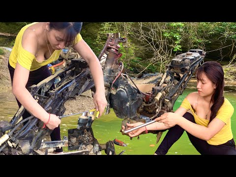 The genius girl completely dismantled her old motorbike and replaced it with a 110cc engine