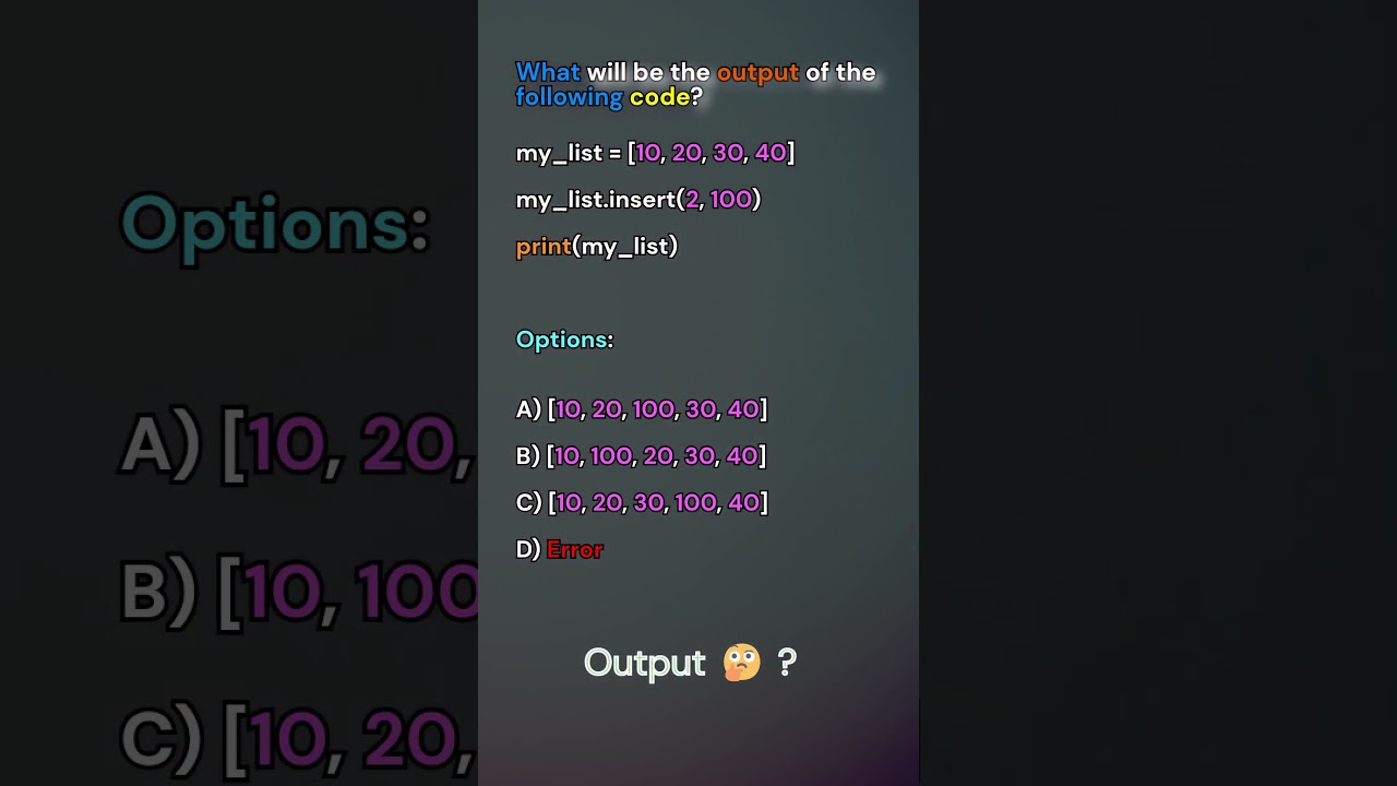Python Quiz #pythonprogramming #coding