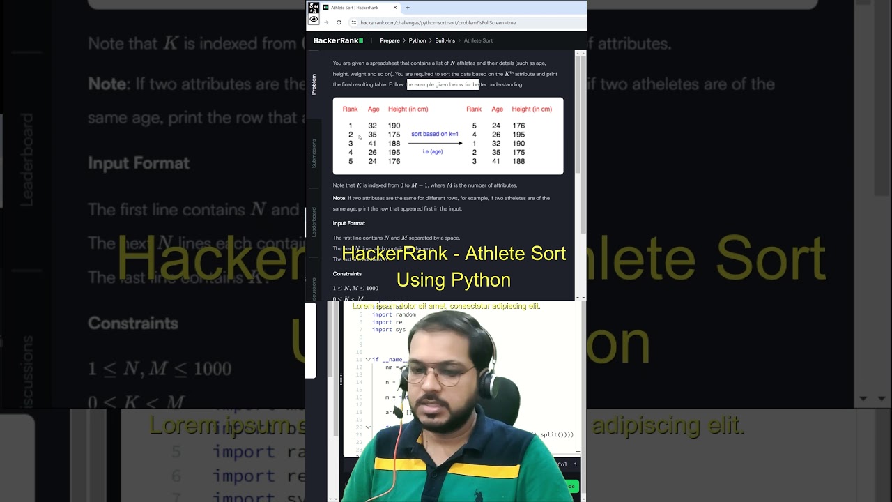 HackerRank - Athlete sort using Python #codewithdaneyal