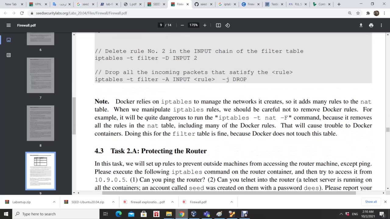 ECC5723 MINI PROJECT (Firewall Exploration Lab) (BY GS57118 AND GS58060)