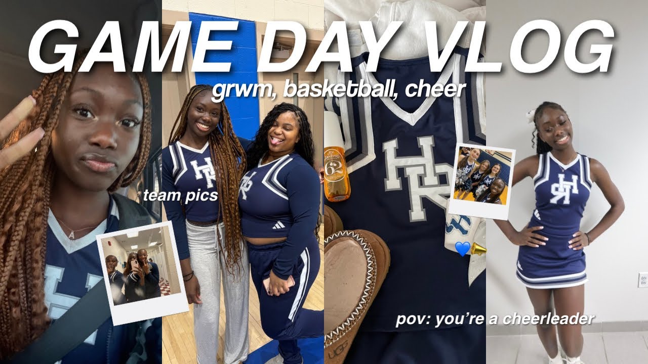 BASKETBALL GAME DAY VLOG 💅🏾🎀* cheer edition* grwm, behind the scenes! | vlogmas day 5