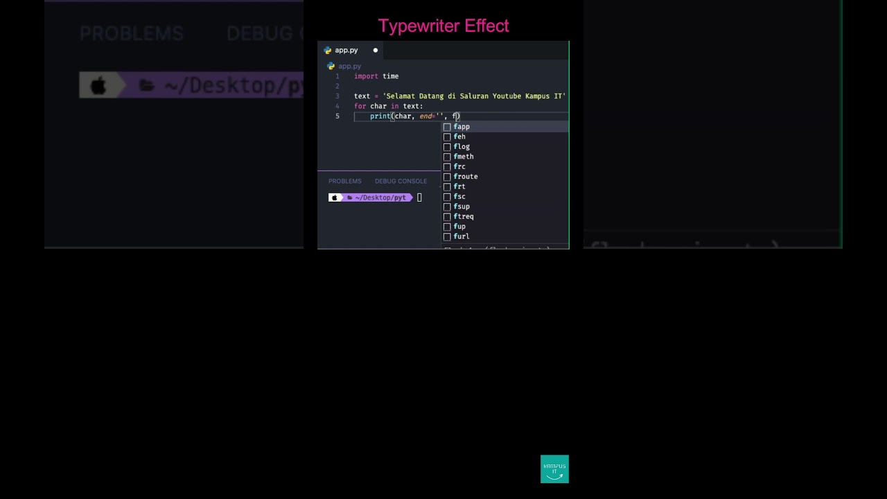 Typewriter Effect in Python  #kampusit #coding #python