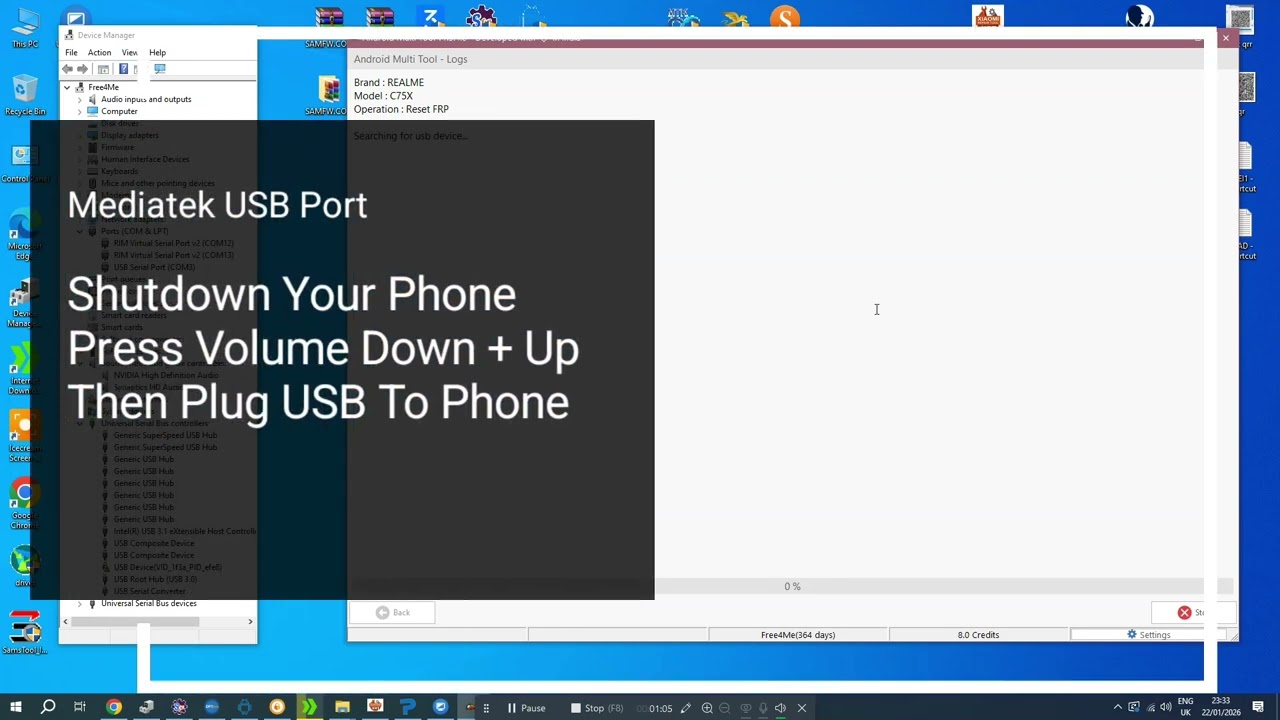 Realme C75x RMX5020 MT6768 Reset FRP Via Paid Auth Service By Android Multi Tool