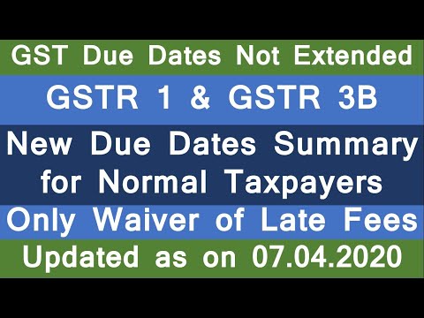 GST New Due Date Summary|Dates Not Extended|Late Fees Waiver|GSTR 3B|GSTR 1|FEB|MARCH|APRIL|MAY|2020