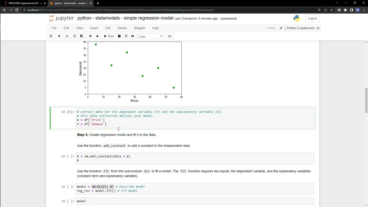 python - statsmodels - simple regression