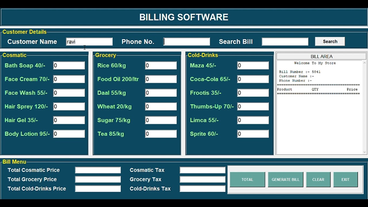 Billing Software with python