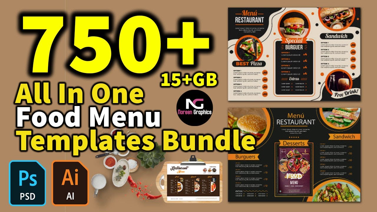 750+ Food Menu Bundle Templates Download In PSD EPS AI Files |Noreen Graphics|