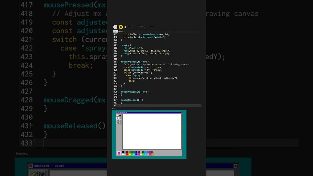 Code MS Paint in JavaScript (Part 16)! #p5js #javascript #codingtutorial #creativecoding #windows95