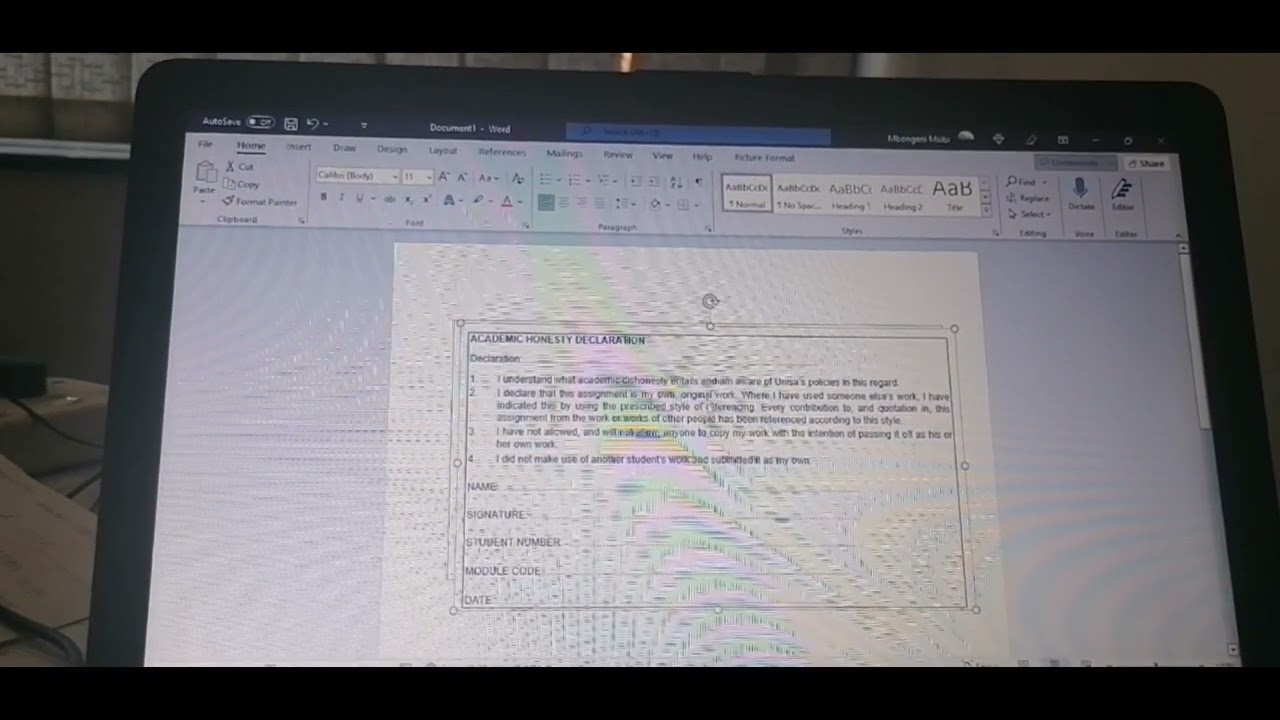 UNISA. Academic Declaration Form - Digital Part 7. LME 3701