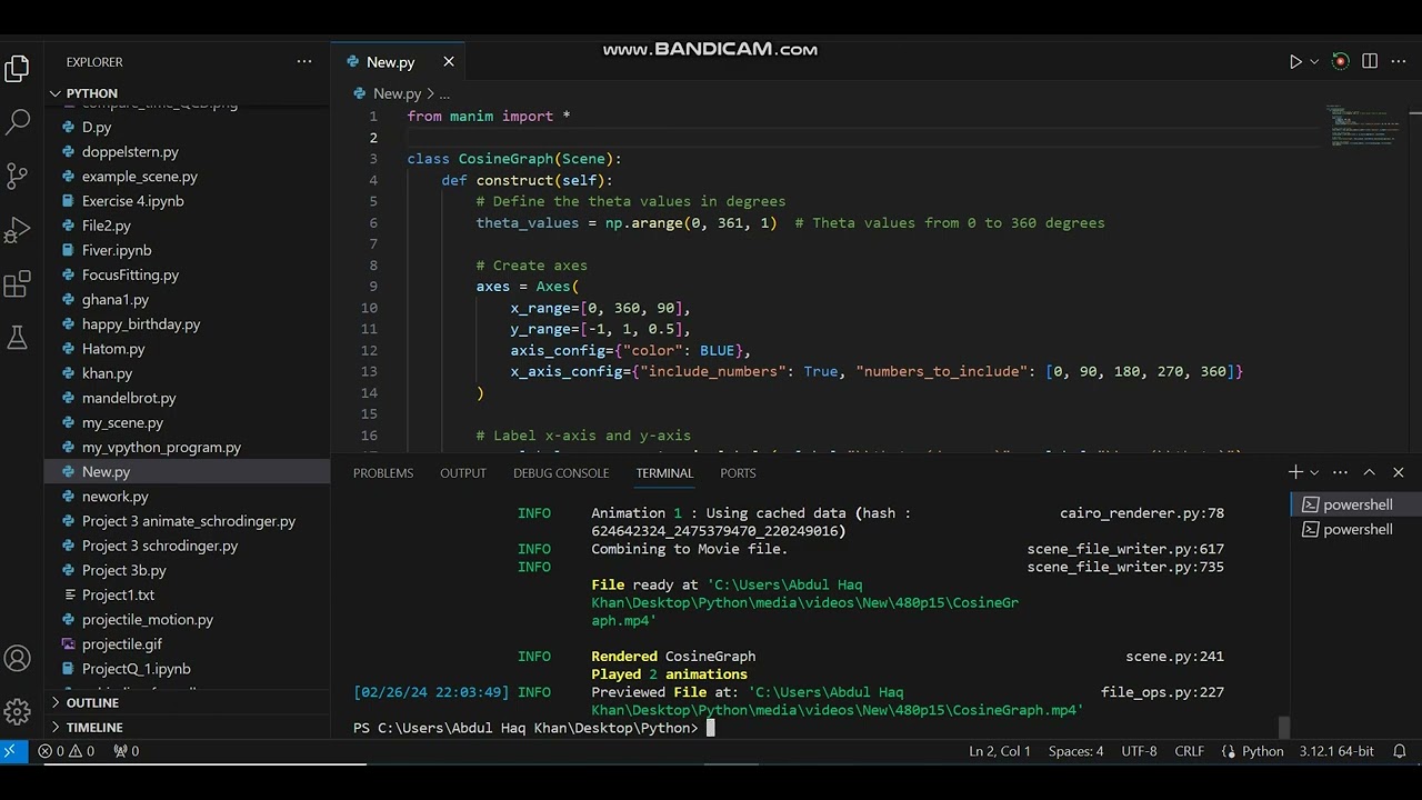 COSINE function in Python Manim, Beautiful Animation