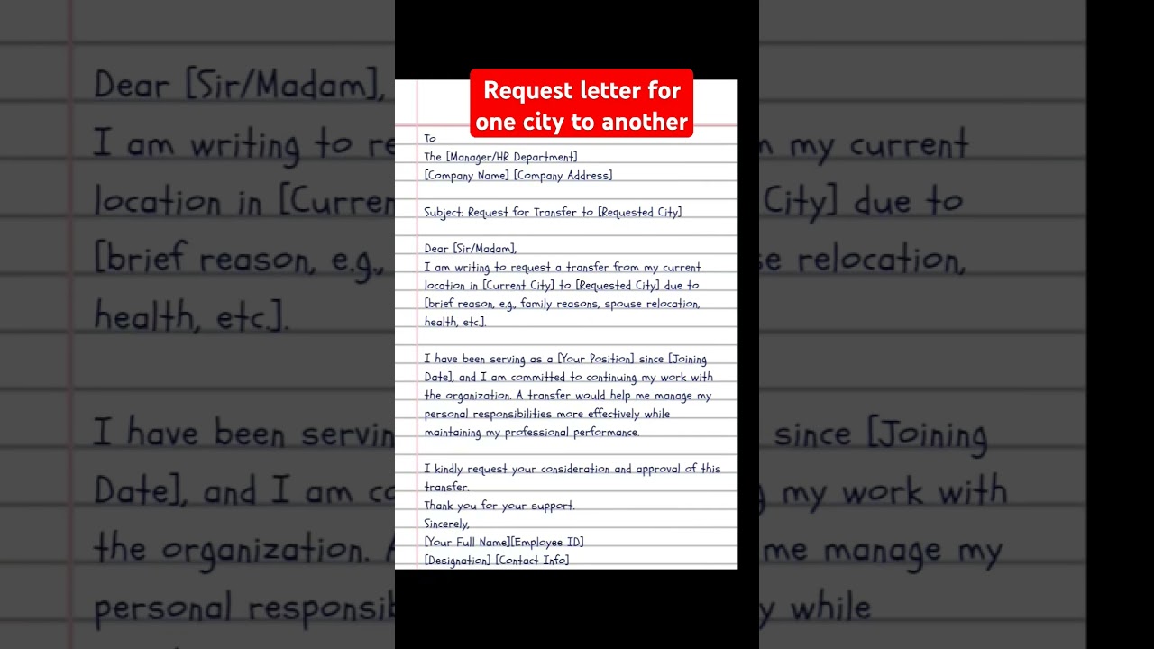 request letter to transfer one city to another #application #letter
