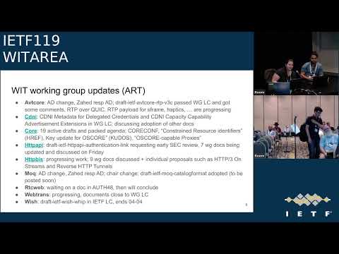 IETF 119: Web and Internet Transport Area Open Meeting (WITAREA) 2024-03-21 05:30