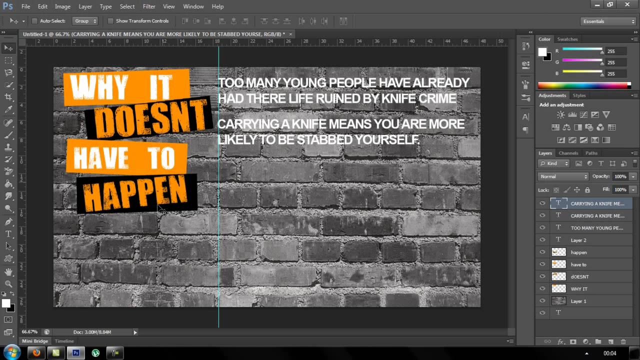 Speed Art - Anti Knife Crime (It doesn't have to happen campaign poster)