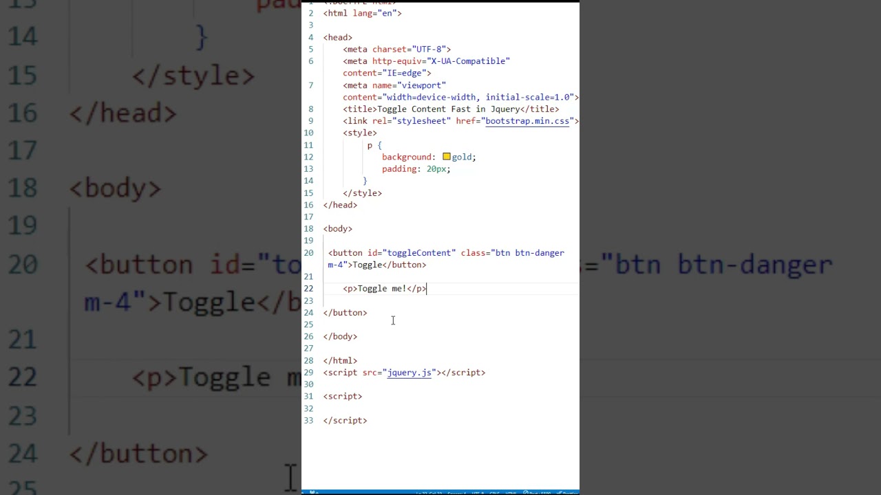 Toggle Content Fast in Jquery #jquery #javascript #html #css #webdesign #shorts