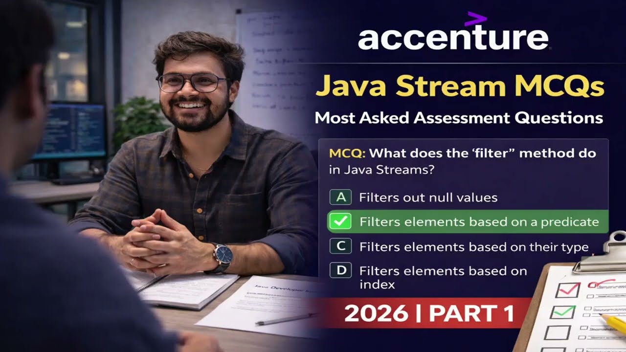 Accenture java mcqs asked in assessment | java stream training | ase 2026 | part 1