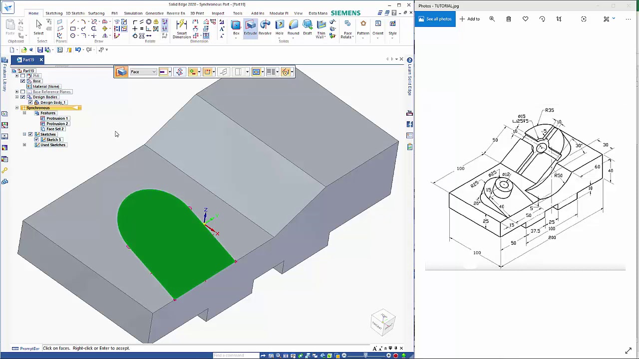 Solid Edge design tutorial using Synchronous Technology