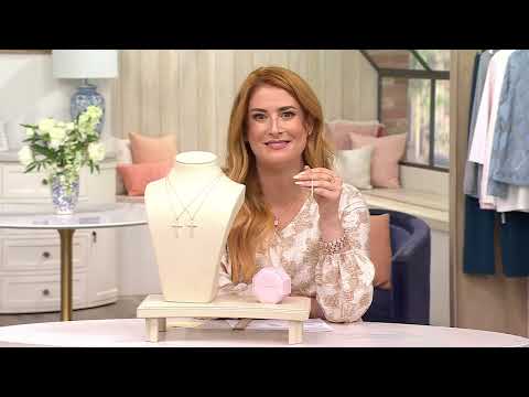 Diamonique Bubble Tension Cross Necklace, Sterling Silver on QVC