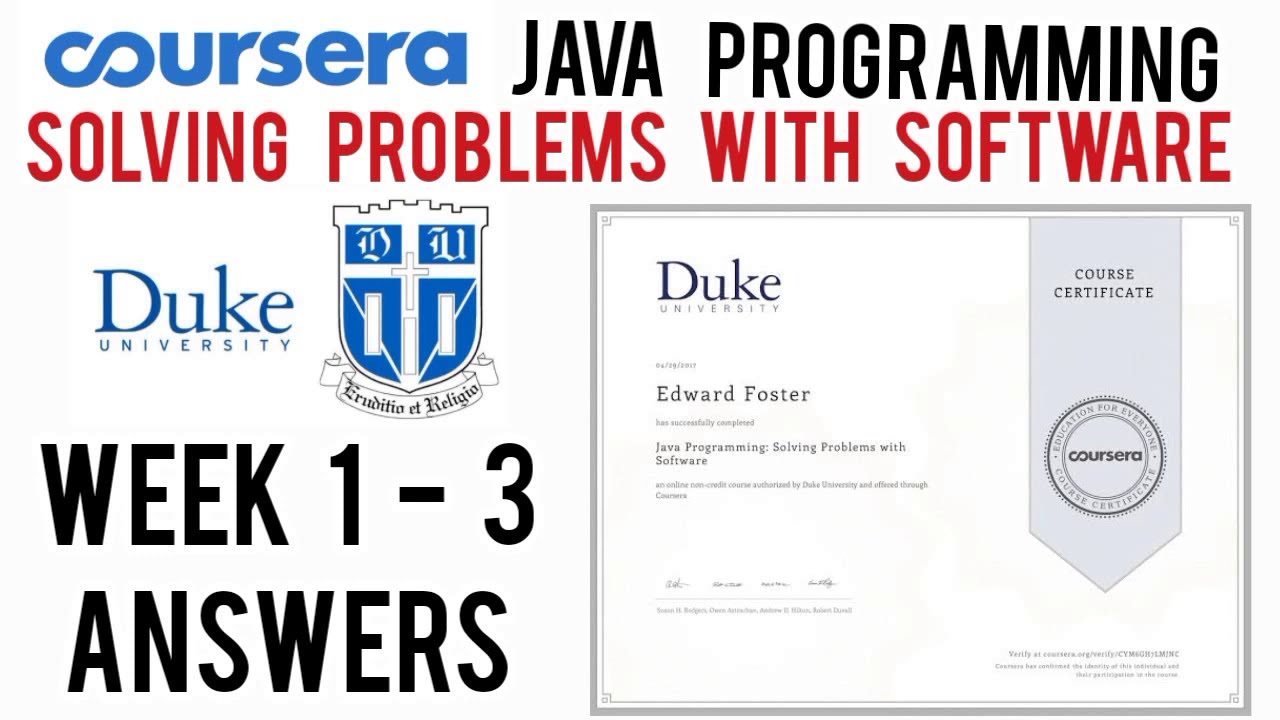 Coursera: Java Programming Solving Problems With Software Answers | Week [ 1 to 4 ] Quiz Answers