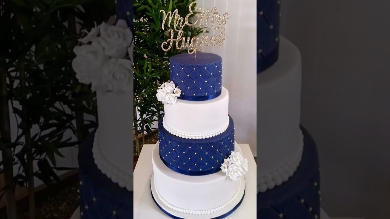 Royal Blue And White Wedding Cake Designs