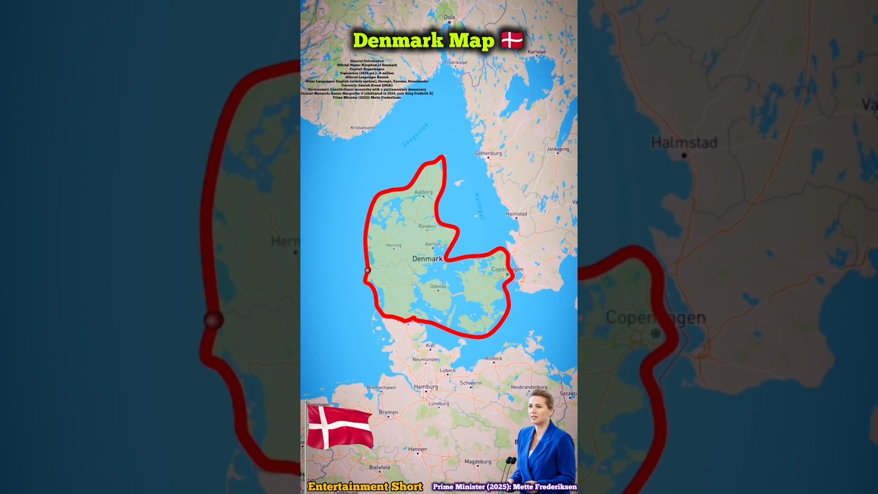 Denmark Map 🇩🇰 Denmark Country Population (2025 est.): ~6 million #denmark #map #location #history