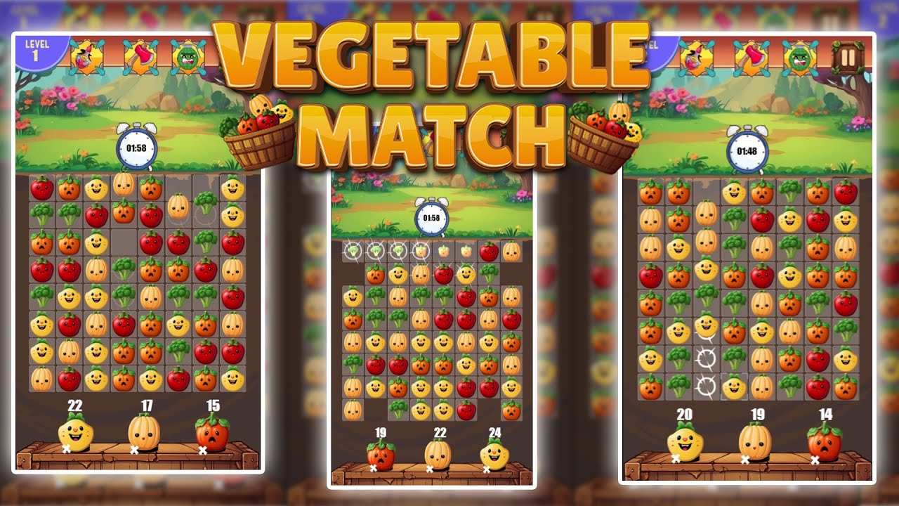 Vegetable Match || Construct 3 Game Template || Source code