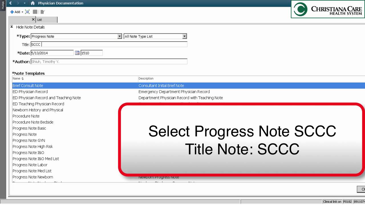 SCCC Progress Note Workflow
