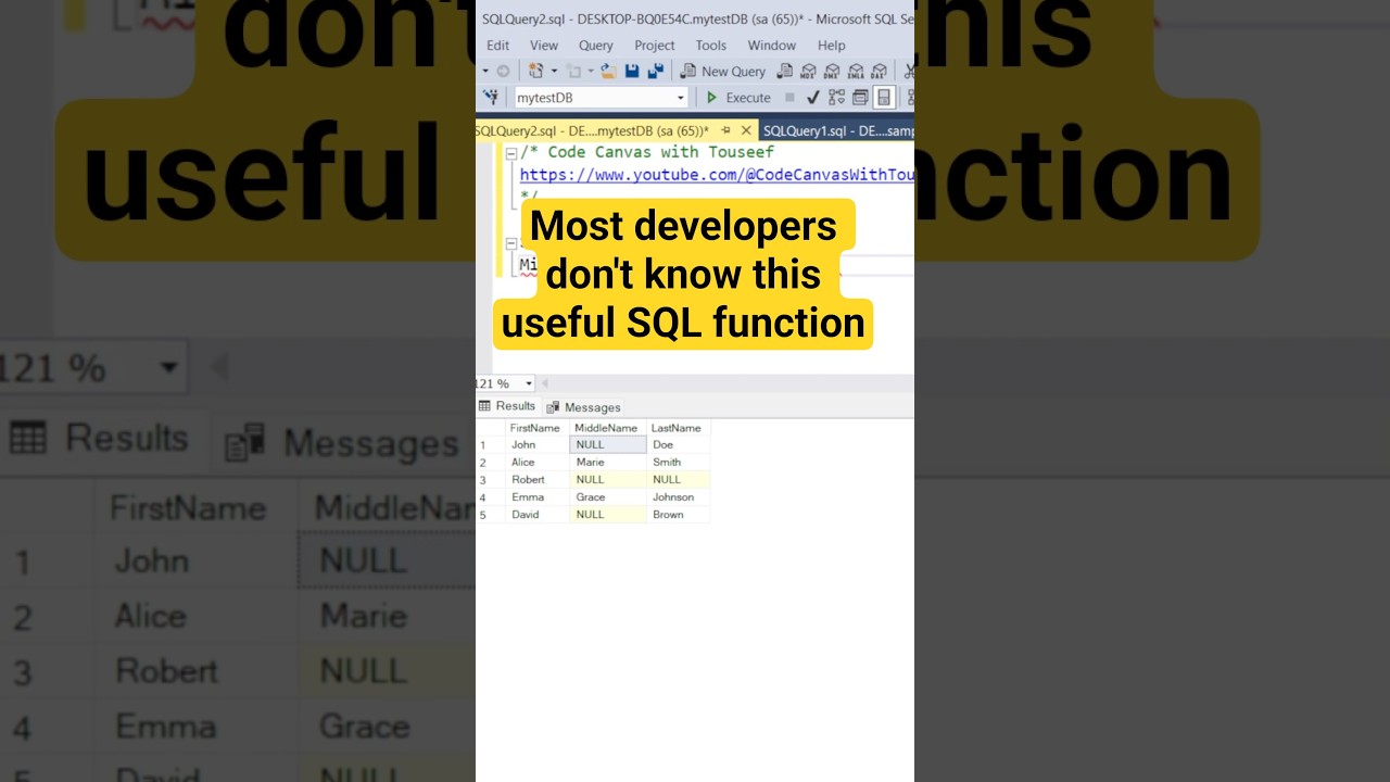 Underrated SQL Function COALESCE Explained with Examples #sql #shorts #coding #sqlqueries #sqlserver