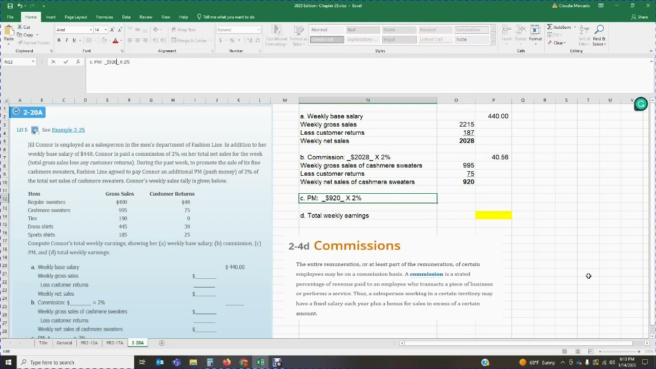 2023 Payroll - Chapter 2B Problem 2-20A